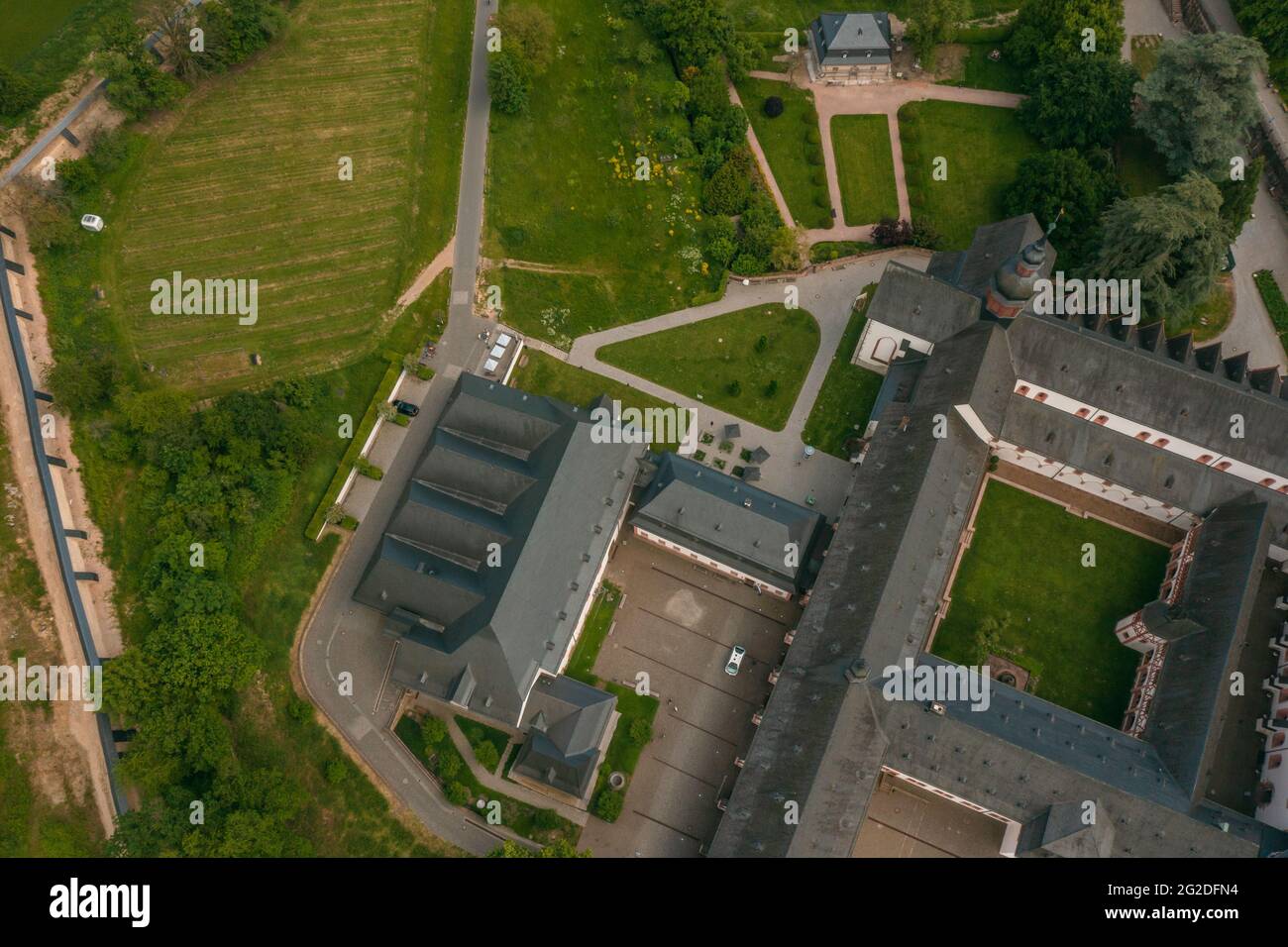 aerial view of the entire building complex from Eberbach Monastery ...