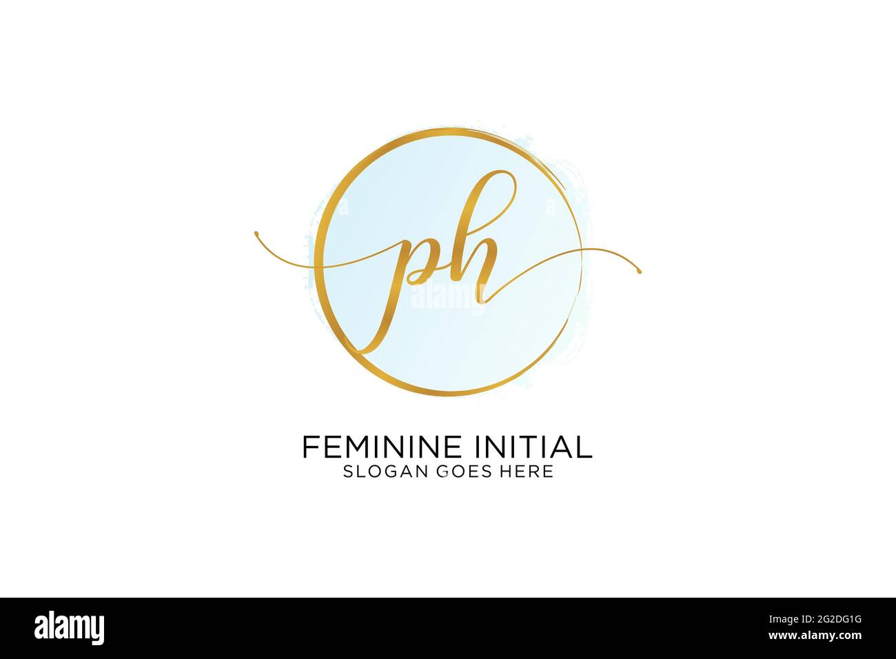PH handwriting logo with circle template vector signature, wedding ...