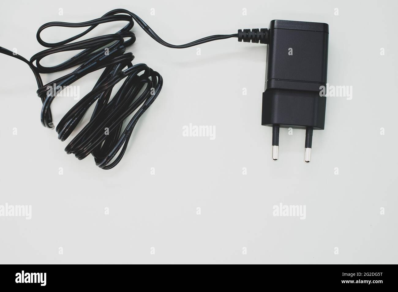 Top view of wired charger adapter isolated on white background Stock ...