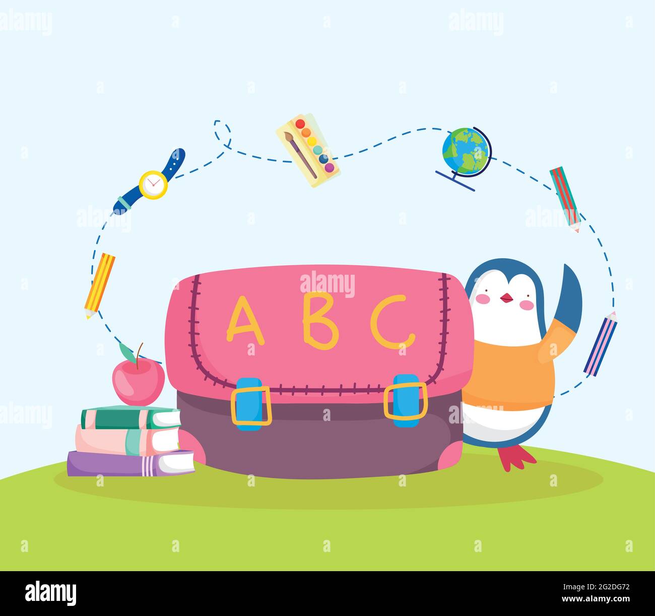Penguin with backpack Stock Vector Images - Alamy