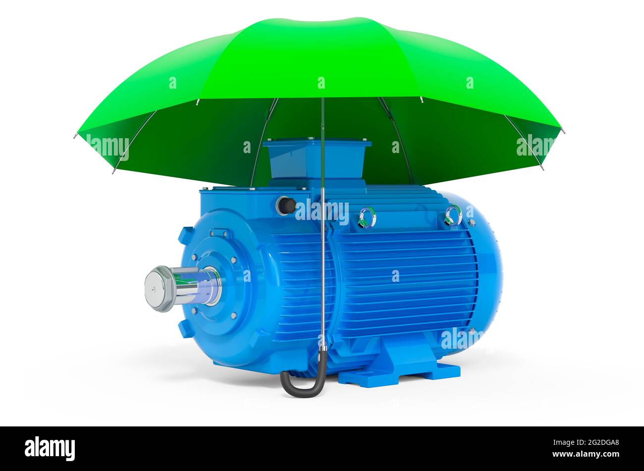 Electric motor under umbrella, 3D rendering isolated on white ...