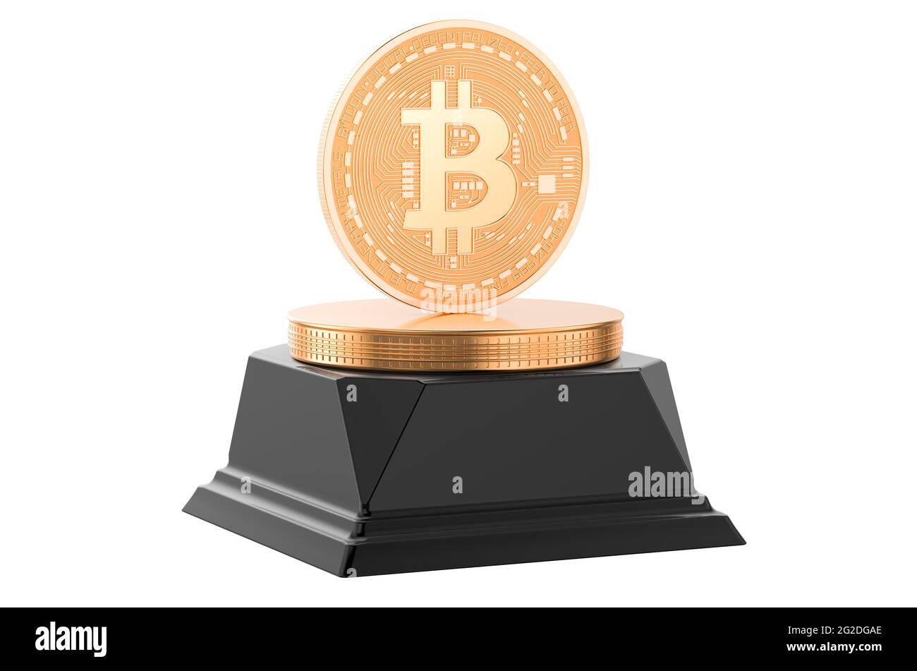 Bitcoin golden award concept. 3D rendering isolated on white background ...