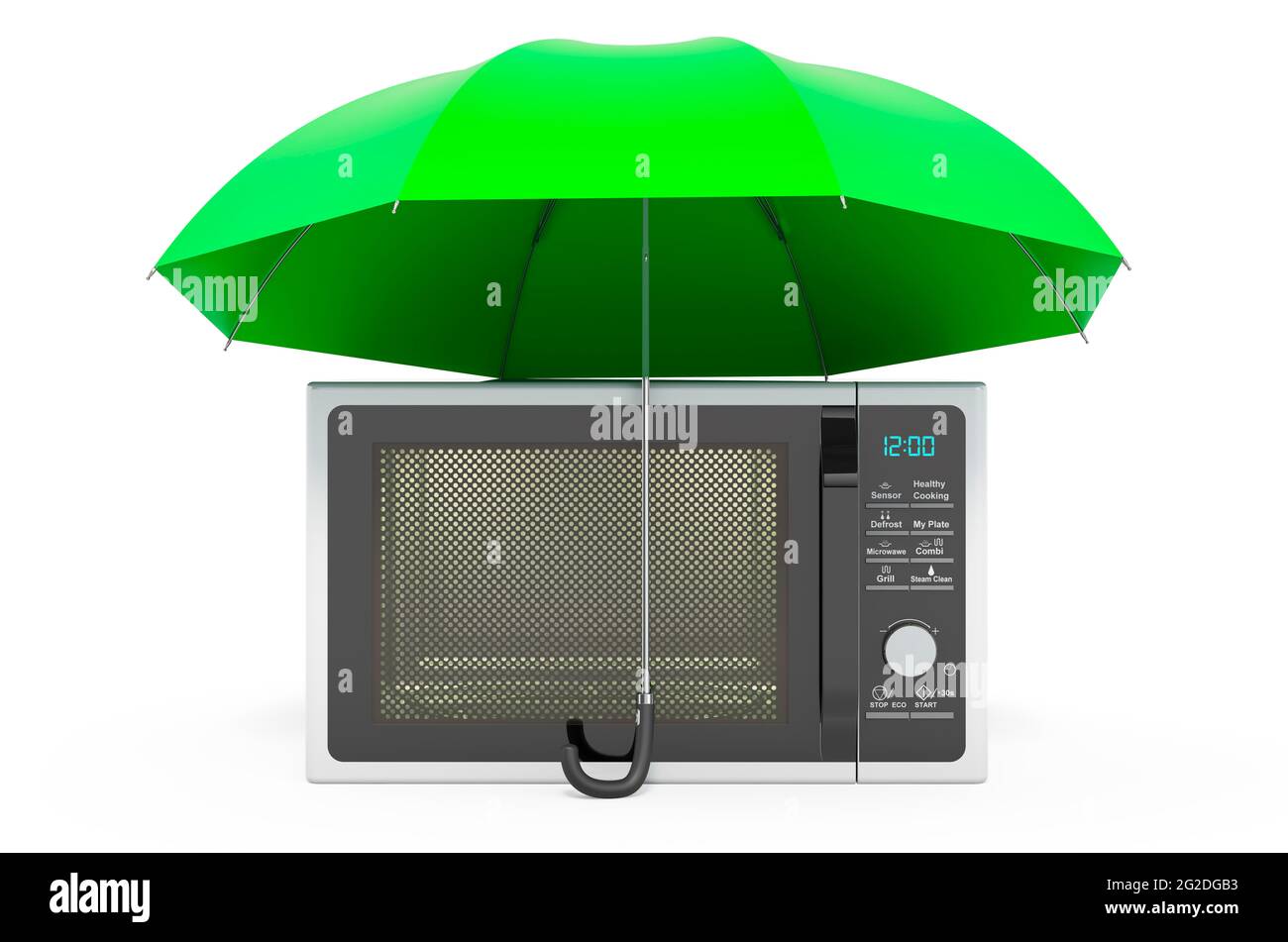 Microwave oven under umbrella. Guarantee and protection combination ...