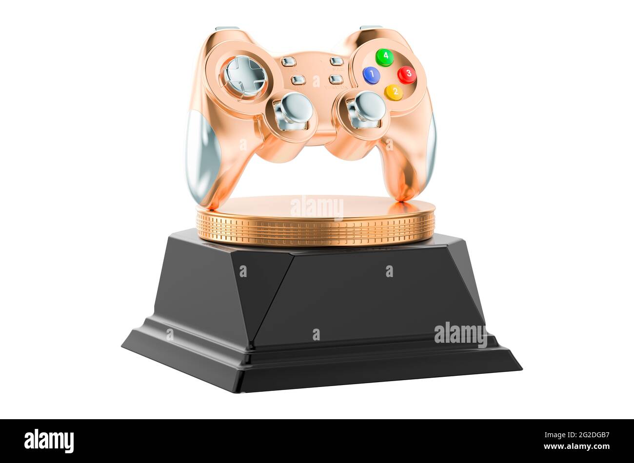 Gamepad golden award concept. 3D rendering isolated on white background ...