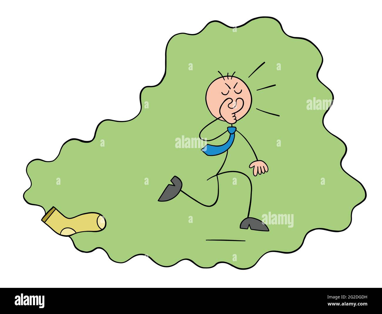 Stickman businessman character covers his nose from the nasty smell of ...