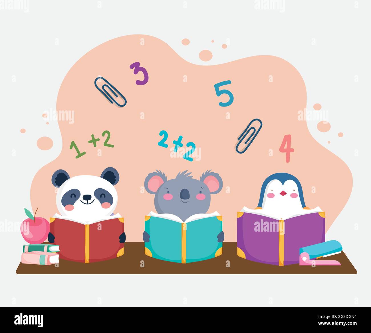 cute students animals reading Stock Vector Image & Art - Alamy