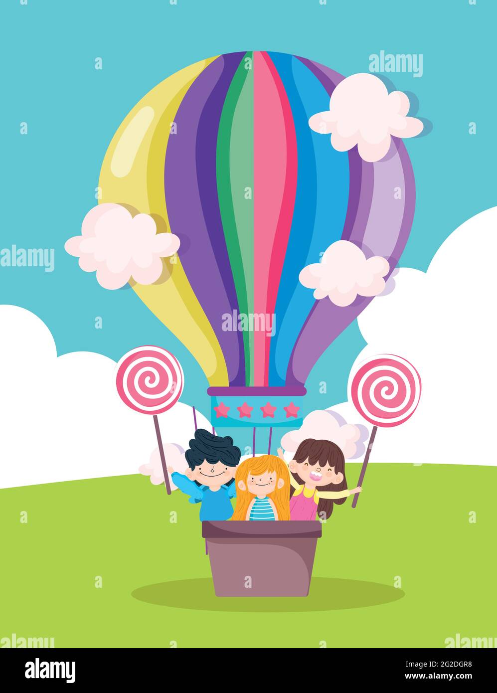 kids playing air balloon Stock Vector Image & Art - Alamy