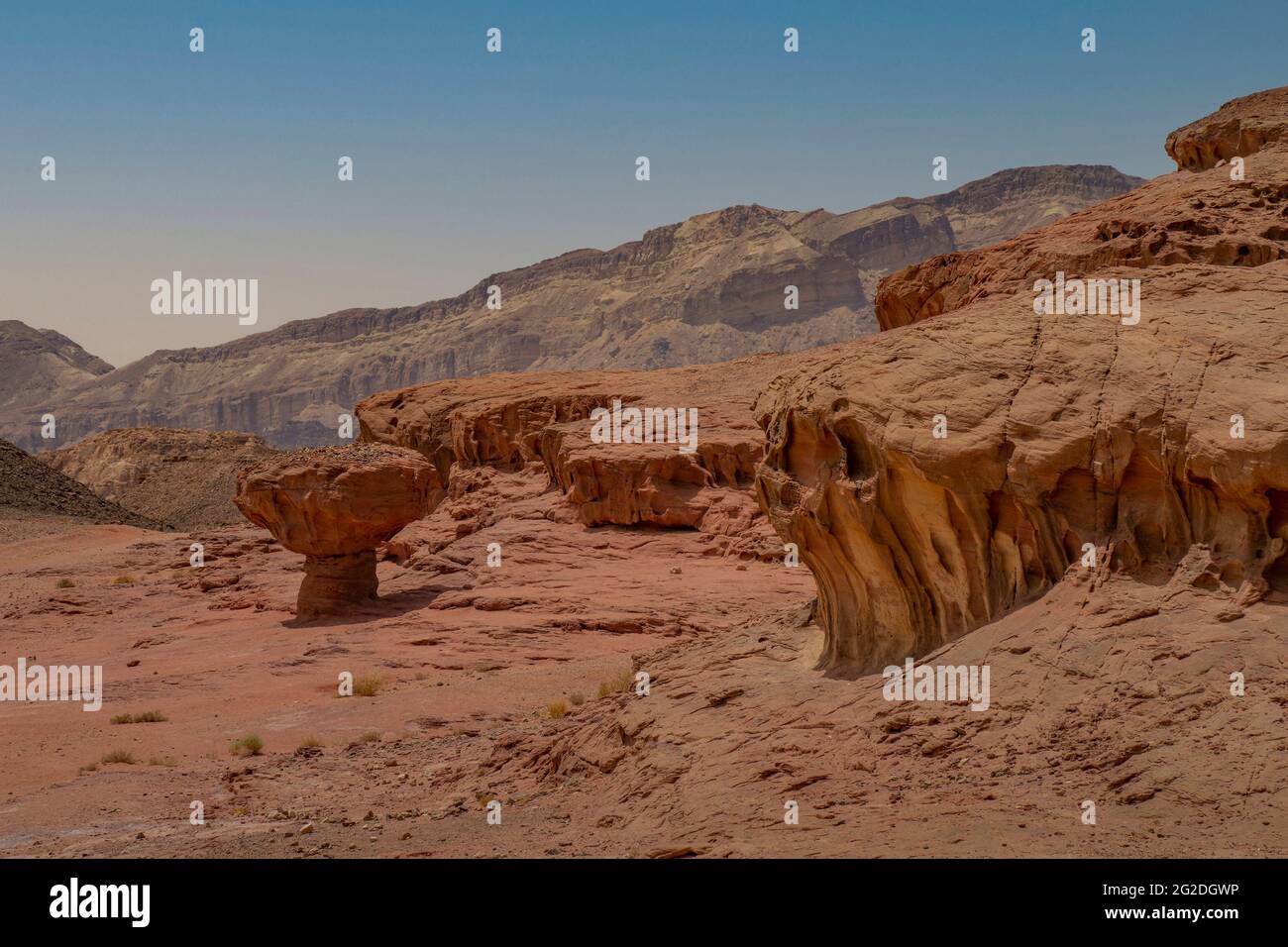A landscape of the Timna valley desert park in Israel, known for its ...