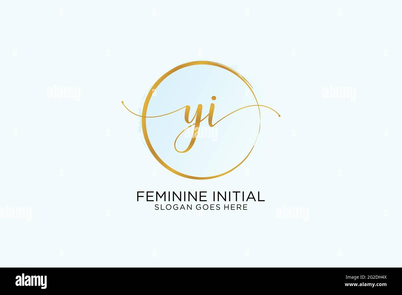 YI handwriting logo with circle template vector signature, wedding ...