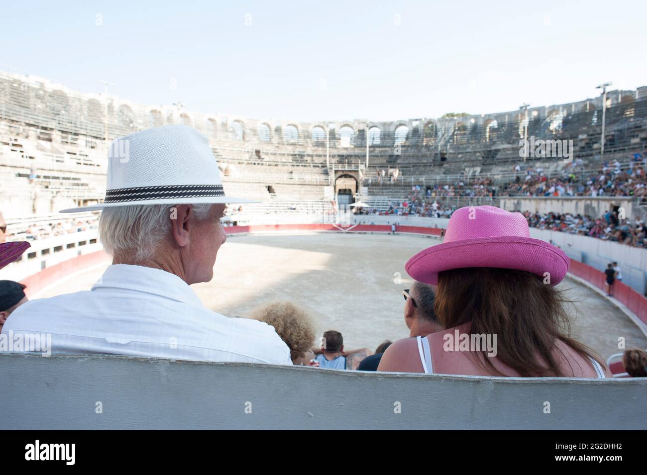 Images from the roman arena / amphitheatre in Arles of the bull ...