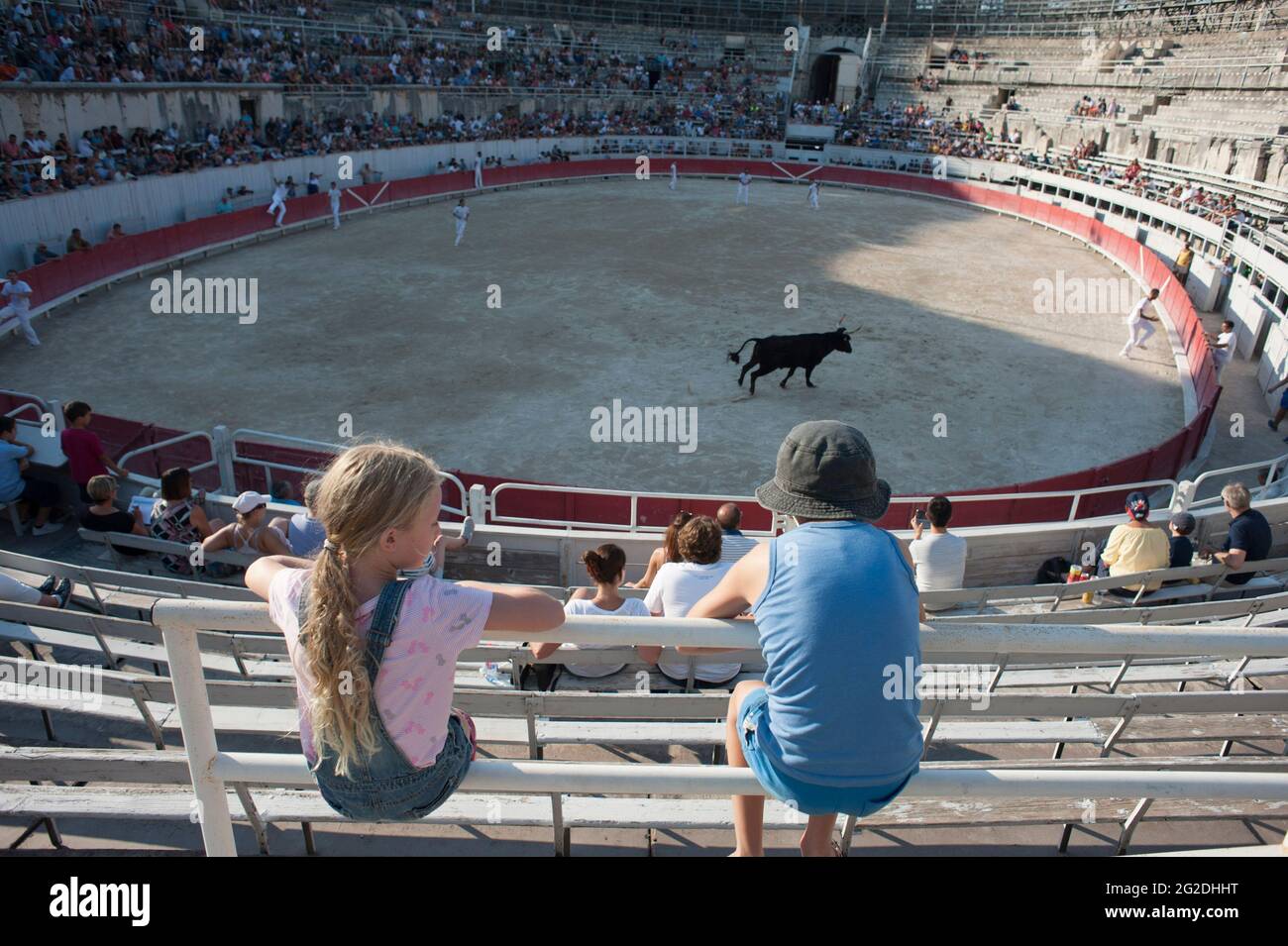 Images from the roman arena / amphitheatre in Arles of the bull ...