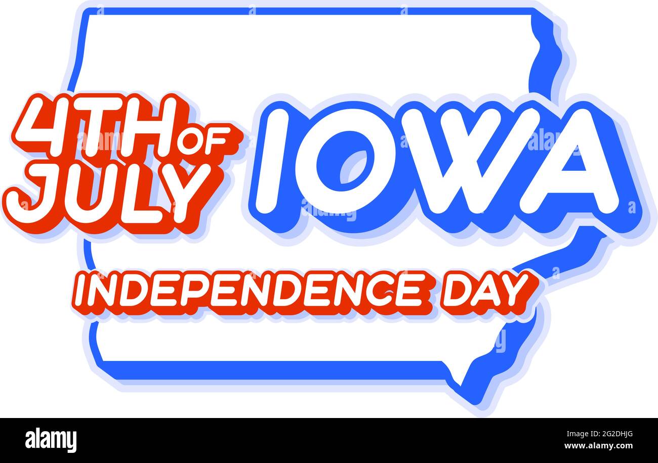 iowa state 4th of july independence day with map and USA national color 3D shape of US state ...