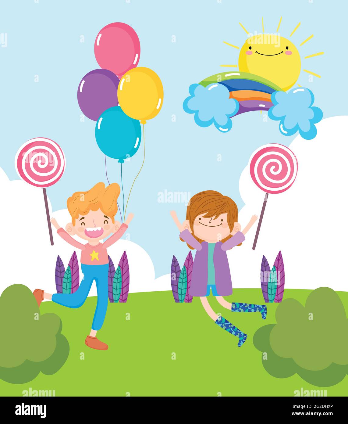 kids with candies Stock Vector Image & Art - Alamy