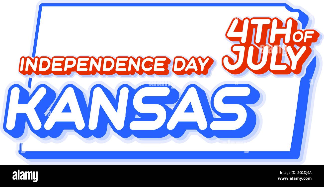 kansas state 4th of july independence day with map and USA national ...