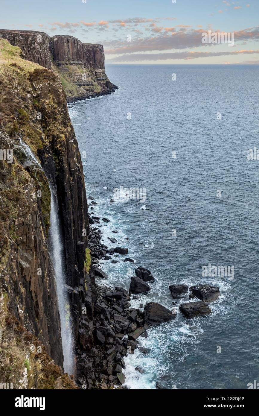 mealt falls waterfall and kilt rock basalt cliffs isle of skye scotland ...
