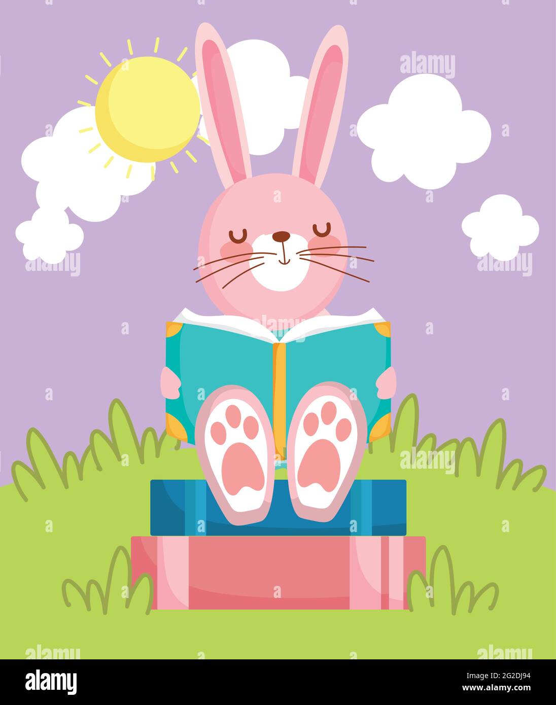 cute bunny reading book school Stock Vector Image & Art - Alamy