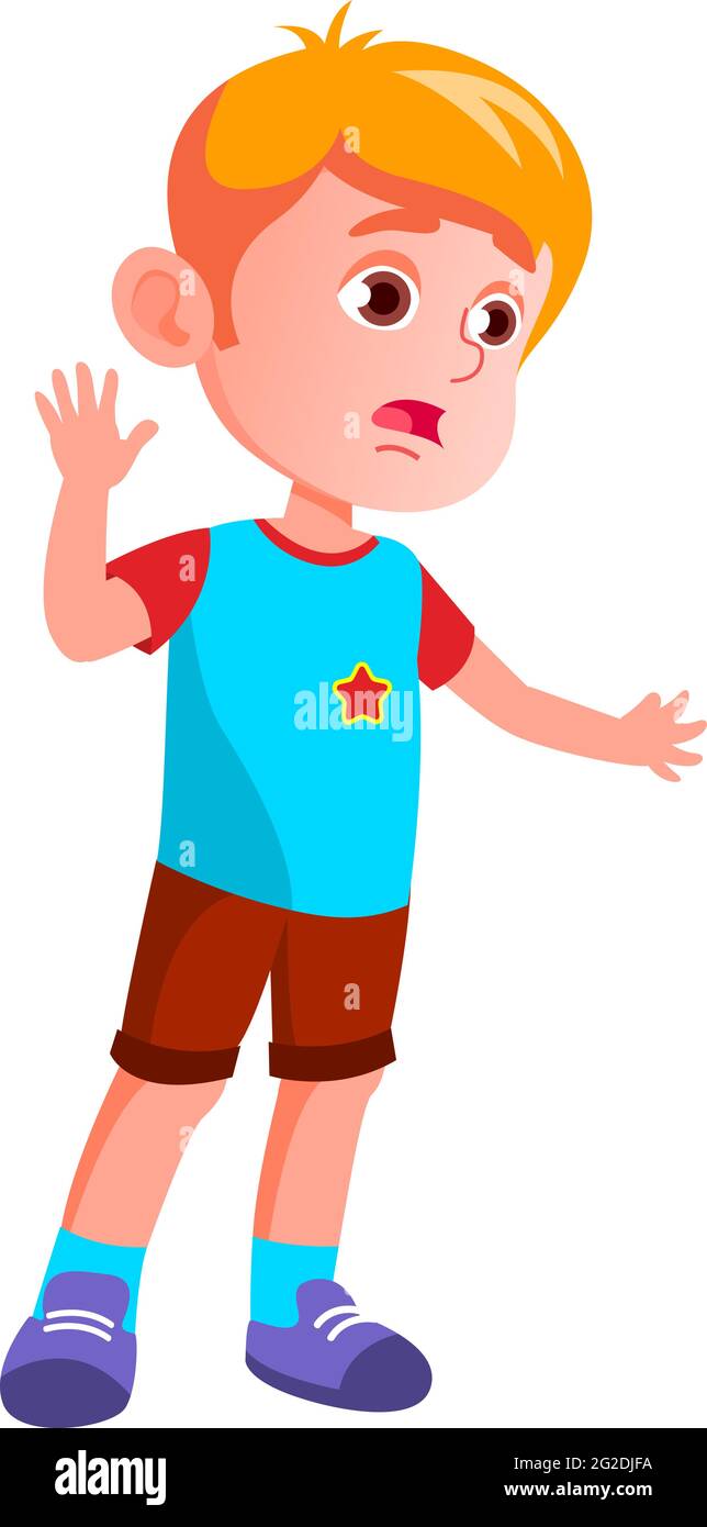 confused boy searching lost toy at home cartoon vector Stock Vector ...