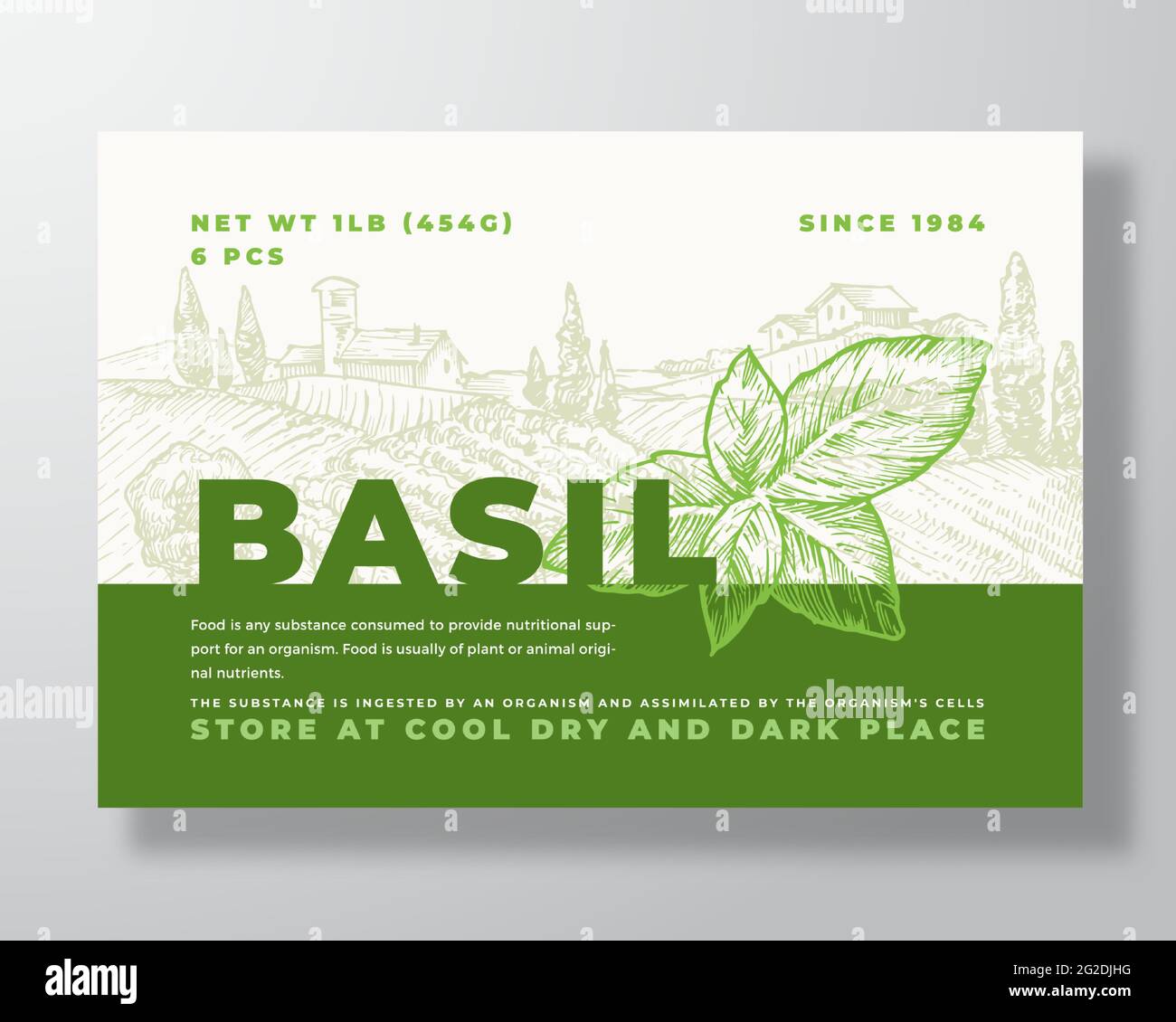 Basil Label Template. Abstract Vector Packaging Design Layout. Modern ...