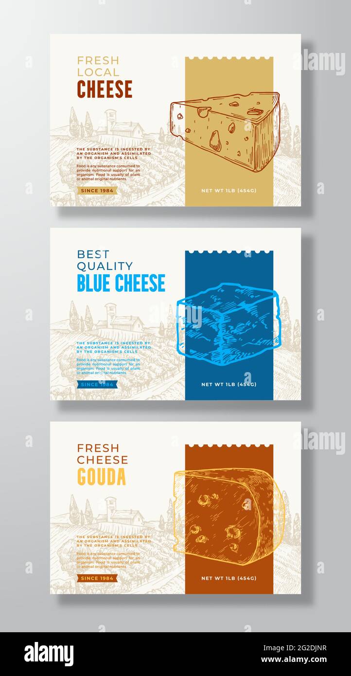 Fresh Local Food Label Templates Set. Abstract Vector Packaging Design ...