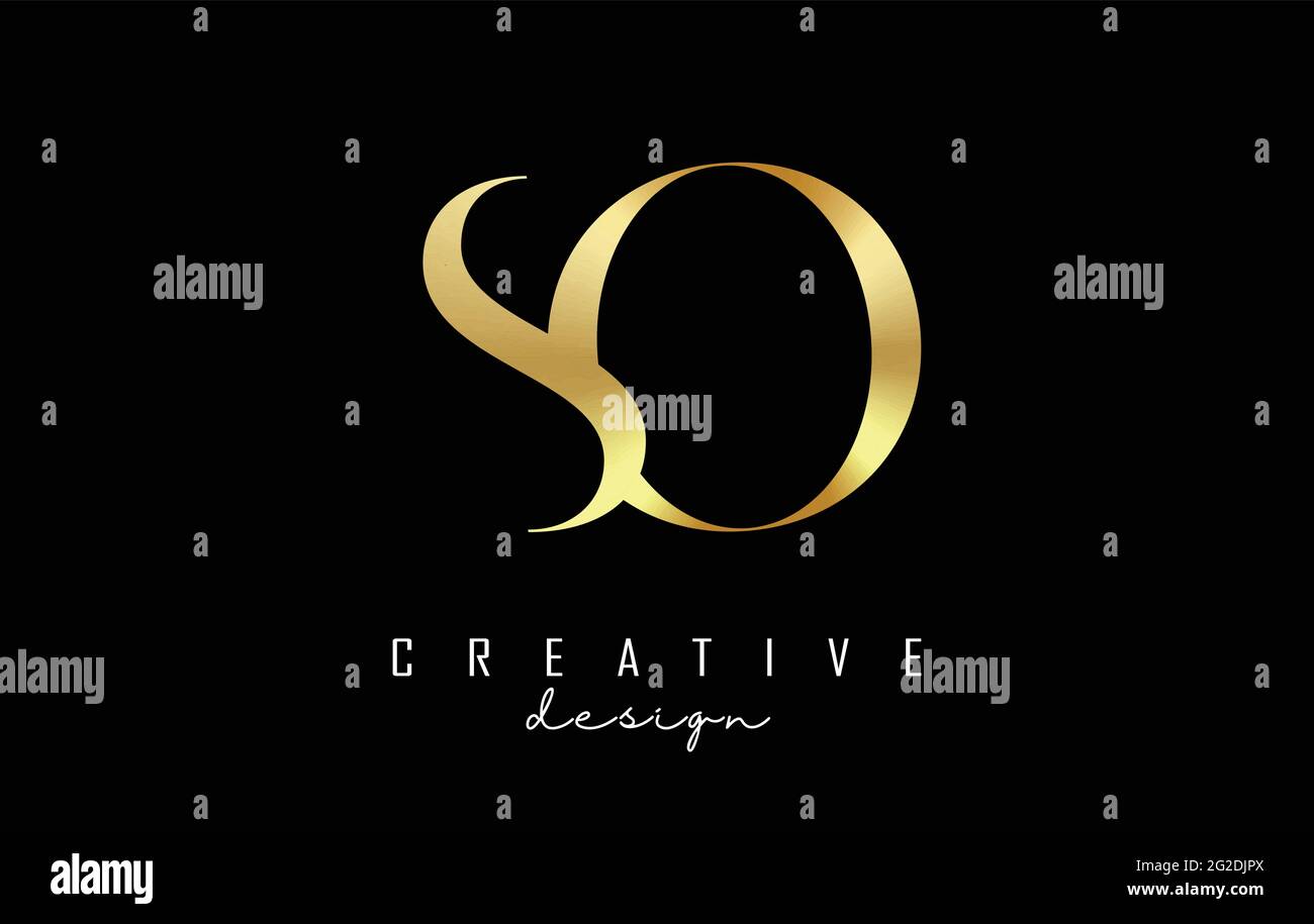 Golden SO s o letter design logo logotype concept with serif font and ...