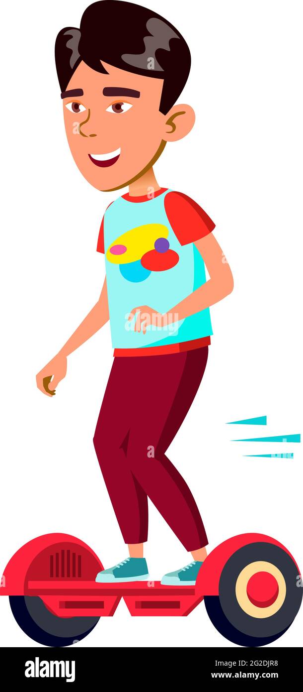 japanese boy ride hoverboard in park cartoon vector Stock Vector Image ...