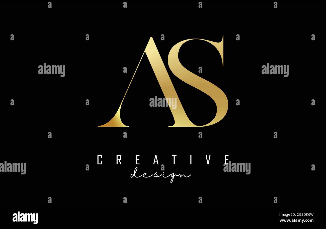 Golden AS a s letter design logo logotype concept with serif font and ...