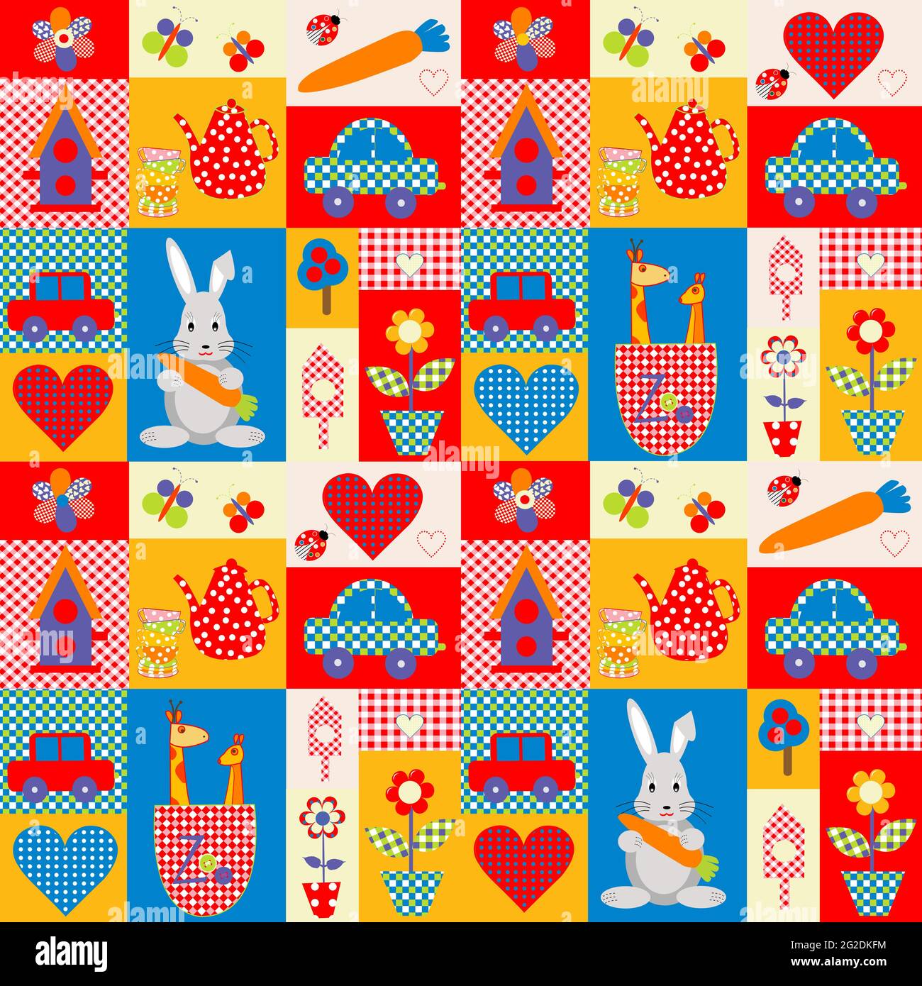 Background for children with cartoon elements and characters Stock ...