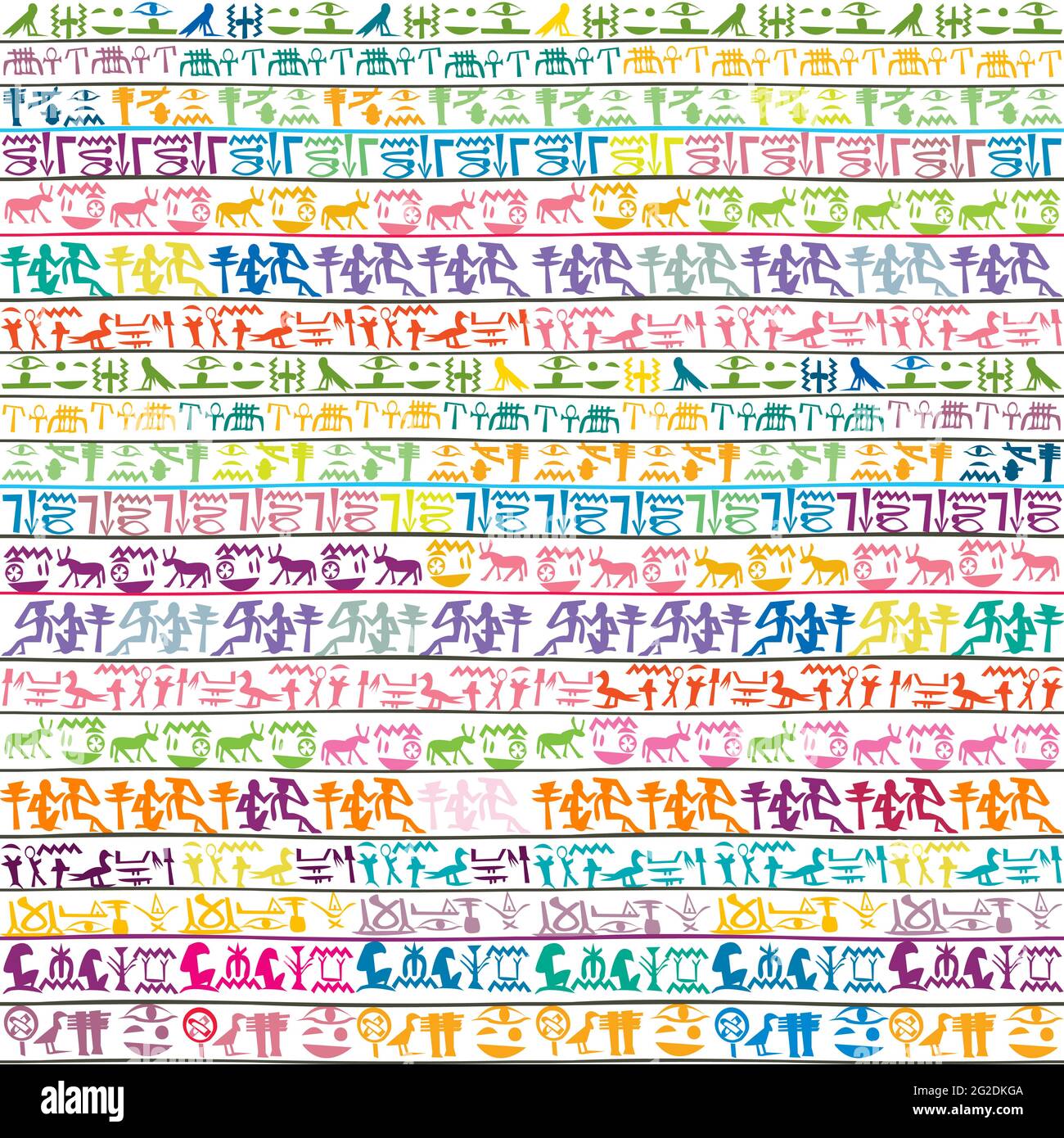 Colorful background with ancient Egyptian hieroglyphs and symbols Stock ...