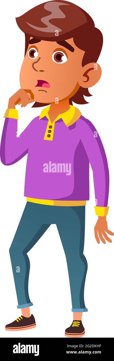 astonished boy preschooler look at advertise billboard cartoon vector ...