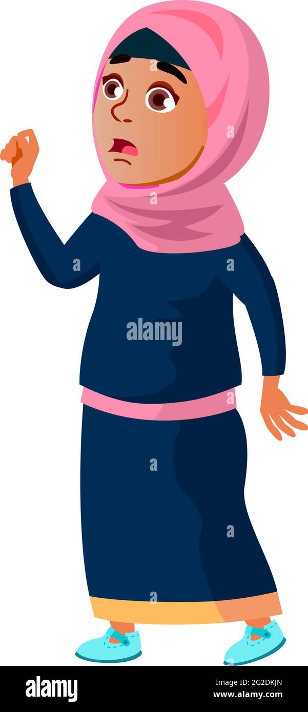 shocked arabian girl in fear room cartoon vector Stock Vector Image ...