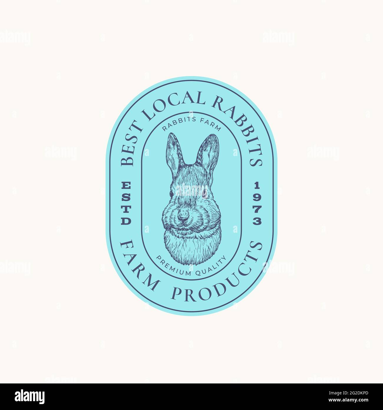 Best Local Rabbits Farm Retro Framed Badge or Logo Template. Hand Drawn ...