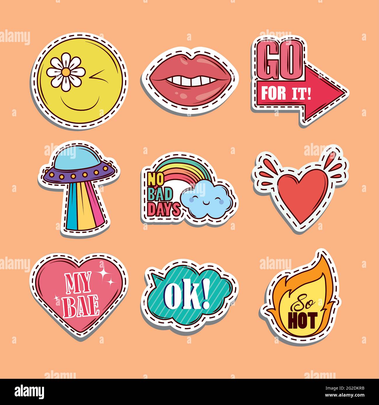 Embroidery patches Stock Vector Images - Alamy