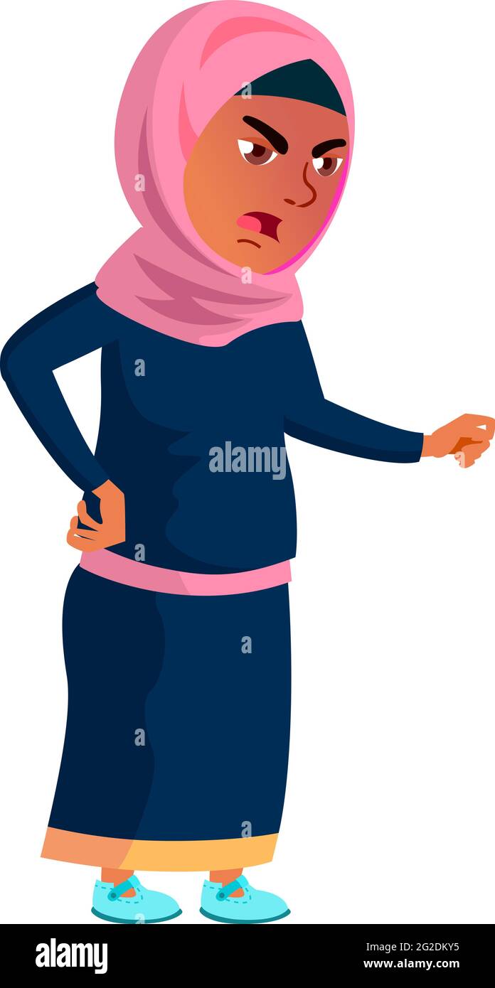 frustrated muslim girl teen screaming at brother at home cartoon vector ...