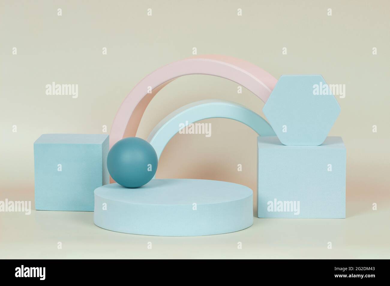 Abstract composition with geometric shapes forms. Exhibition podium ...