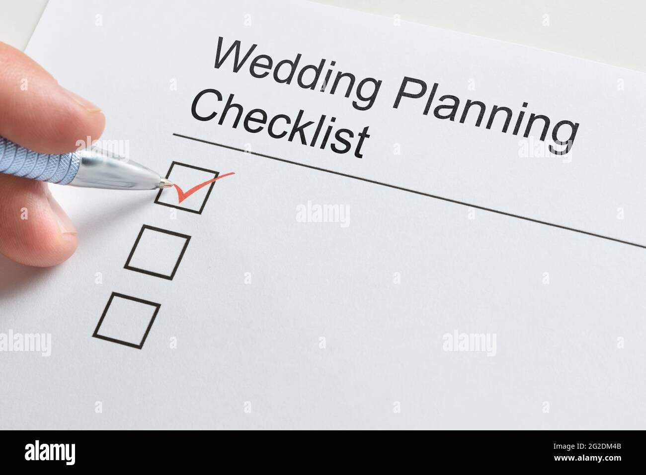 Wedding Planning Checklist. Hand Filling Check List Stock Photo - Alamy