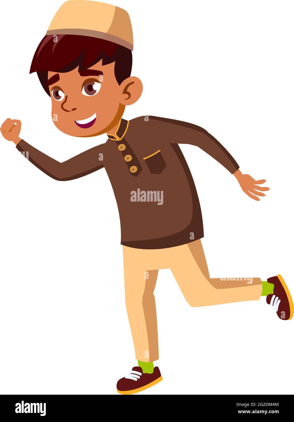 happy muslim boy running with friends in garden cartoon vector Stock ...