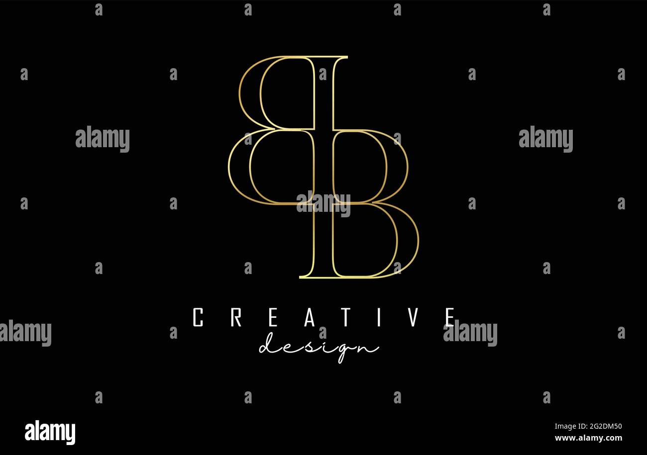 Golden BB b letter design logo logotype concept with serif font and ...