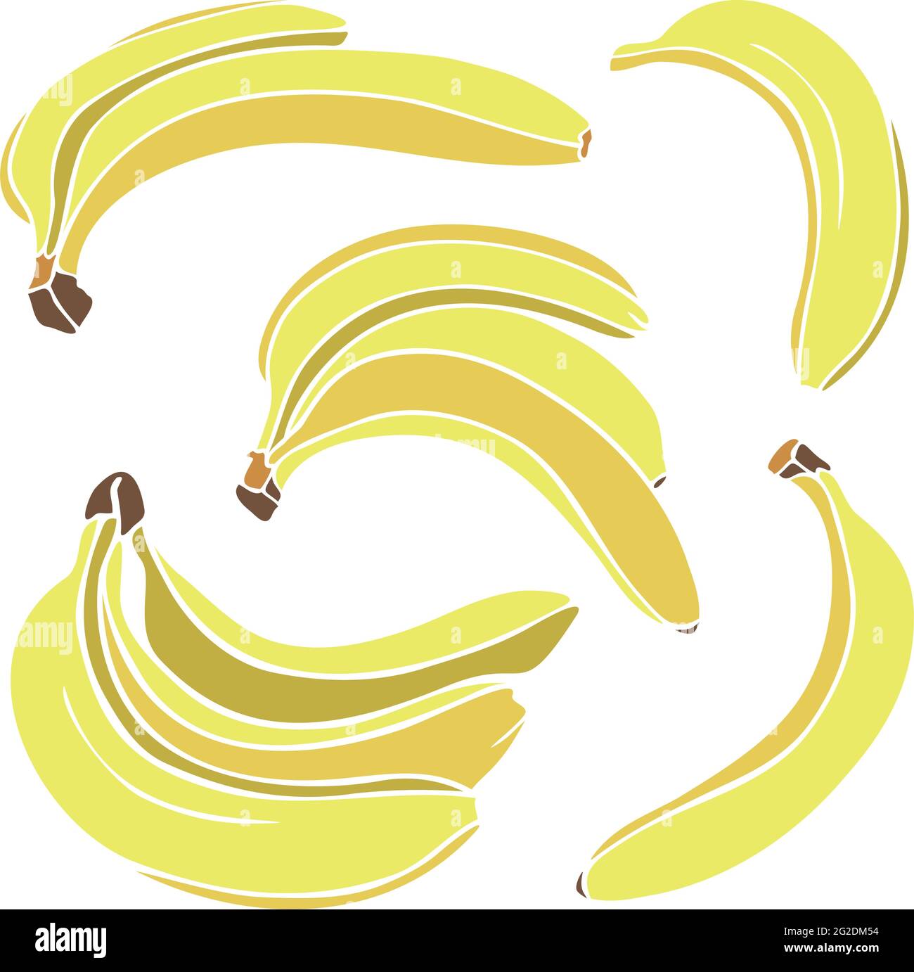 Vector illustration with collection of bananas. Fresh bananas and bunch ...