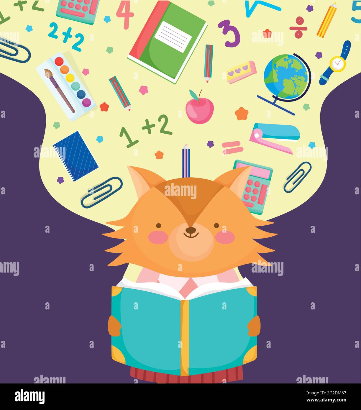 cute fox reading book Stock Vector Image & Art - Alamy