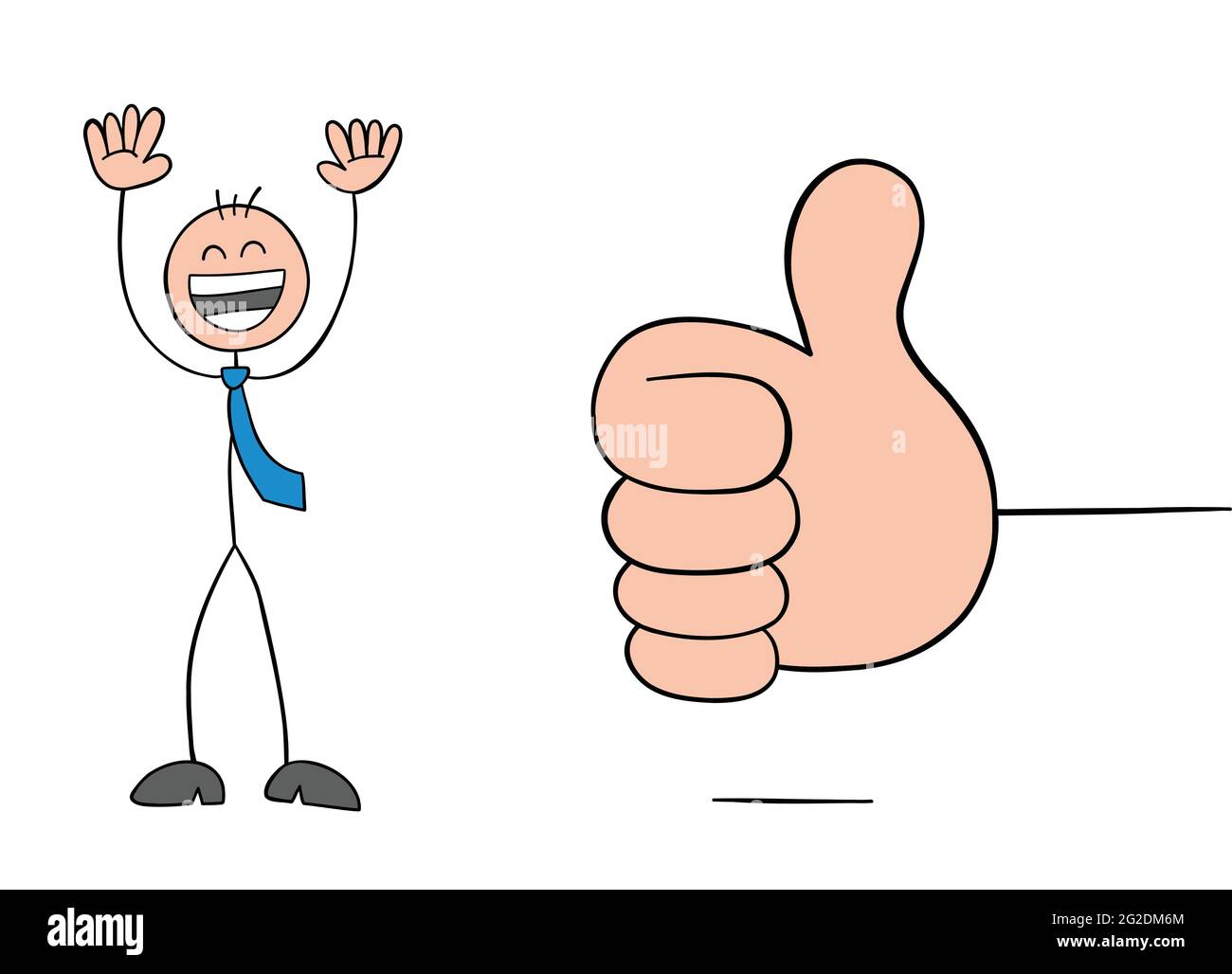 Giving thumbs up and stickman businessman character very happy, vector ...