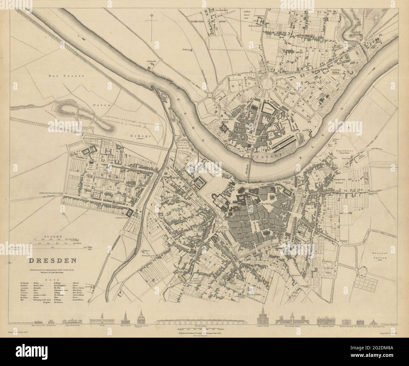 Dresden Map, Dresden Poster, Dresden Print, Map of Dresden, Old Dresden ...