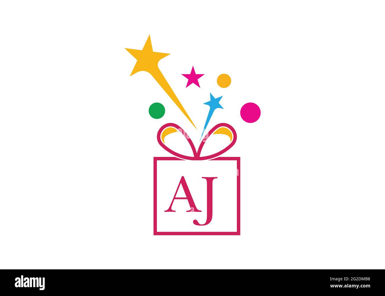 Gift Box, gift shop letter alphabet AJ for company logo icon design ...