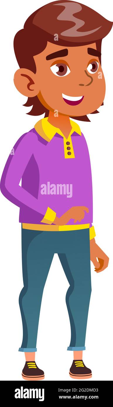 smiling hispanic boy look at monkey in zoo cartoon vector Stock Vector ...