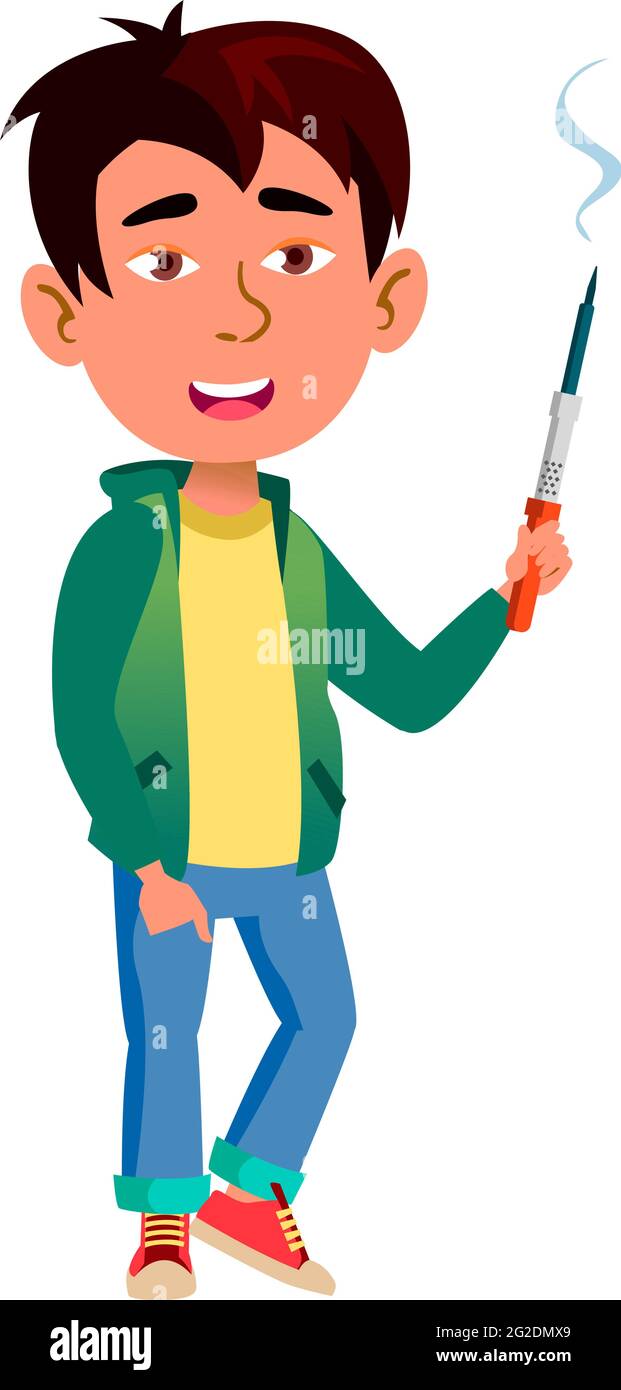 schoolboy with soldering iron on labor lesson at school cartoon vector ...