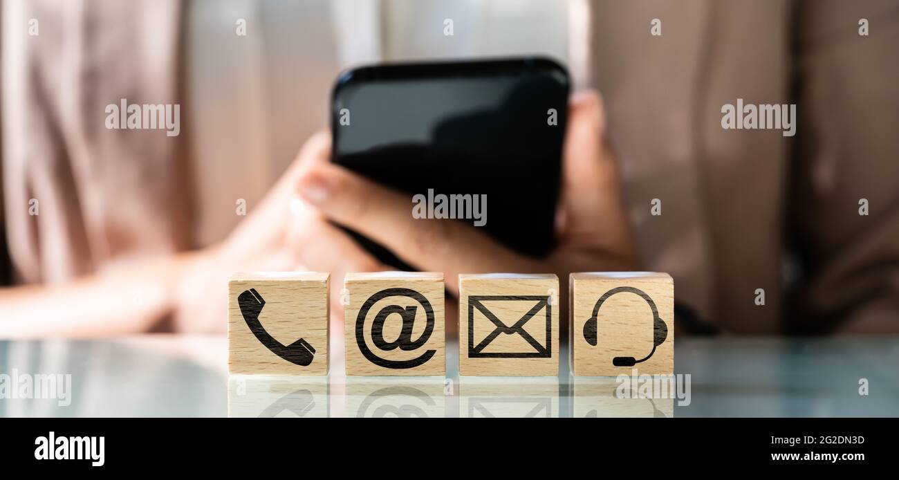 Contact Us Email Marketing And Social Media Post Stock Photo - Alamy