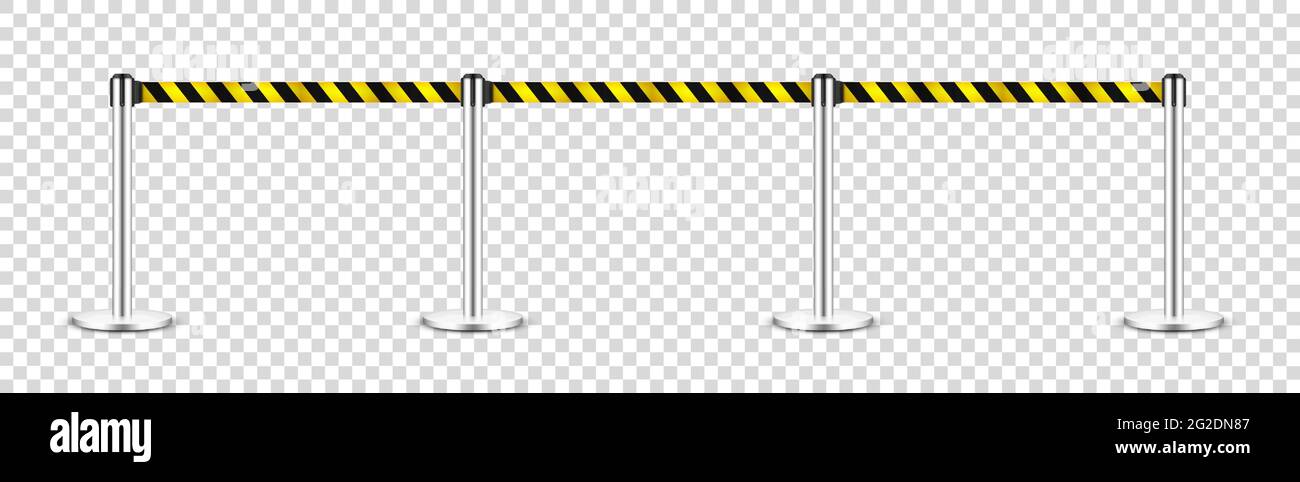Realistic retractable belt stanchion on transparent background. Crowd ...