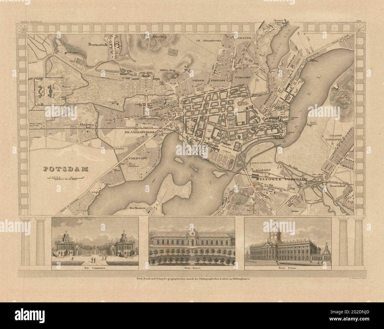 Potsdam Map, Map of Potsdam, Old Potsdam Map, Retro Potsdam Map ...