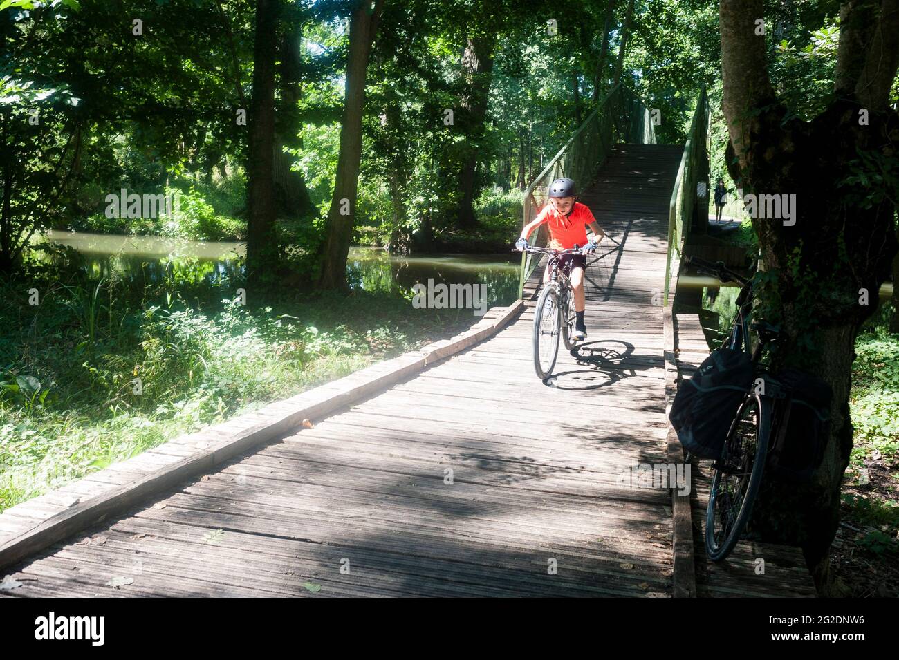 A family cycle through nature in rural france and explore the landscape ...