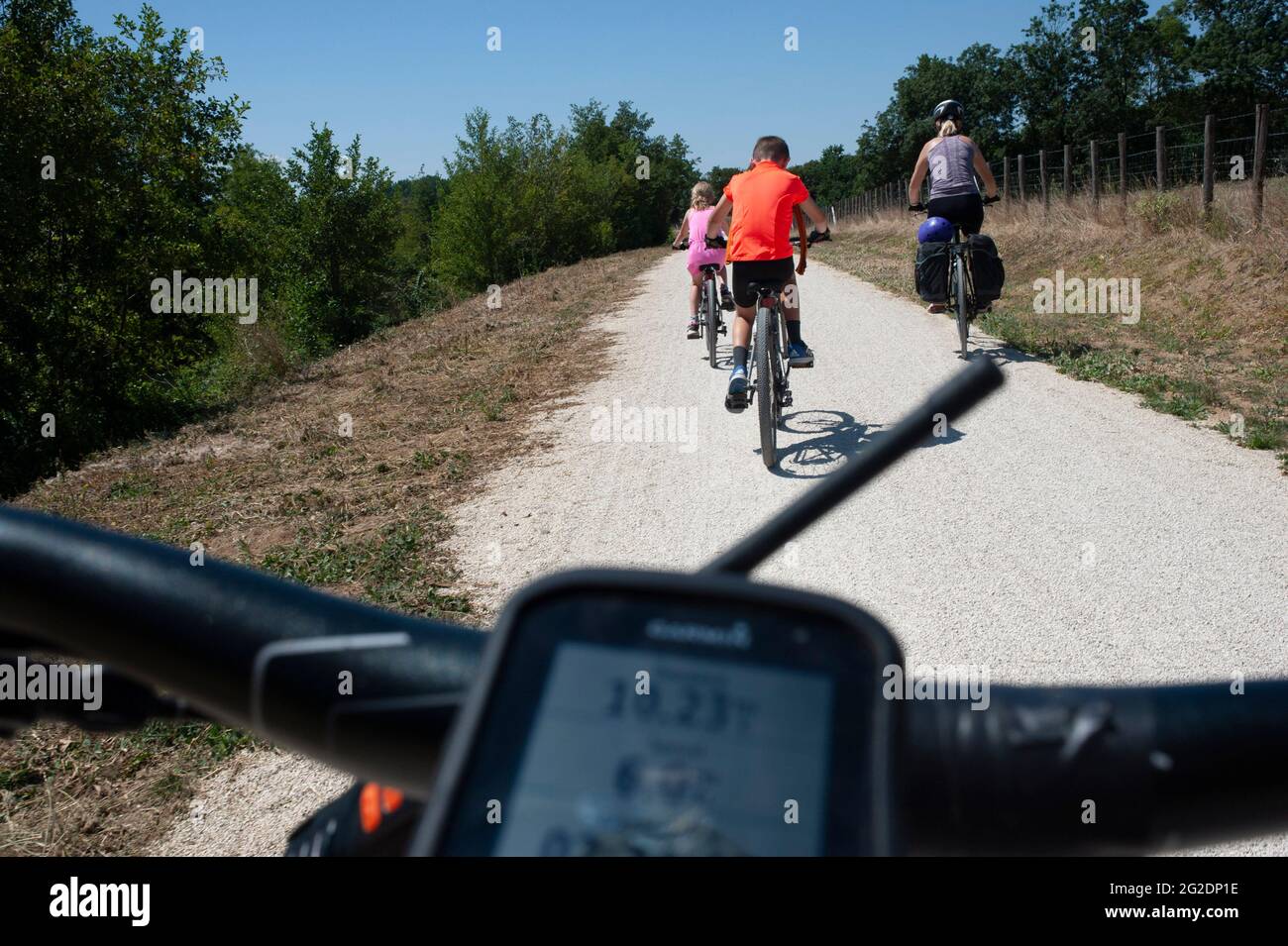 A family cycle through nature in rural france and explore the landscape ...