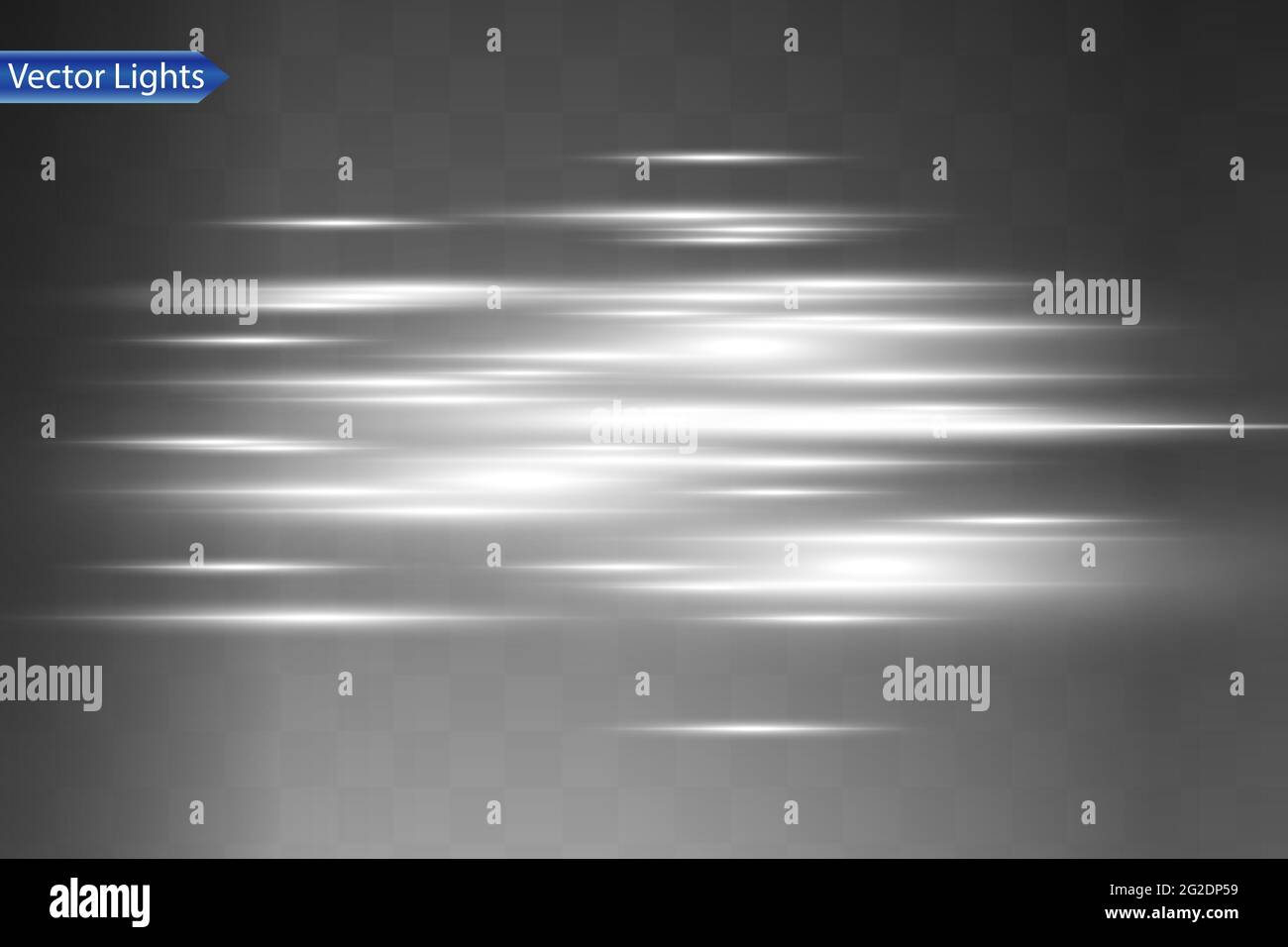 White horizontal lens flares pack. Laser beams, horizontal light rays ...